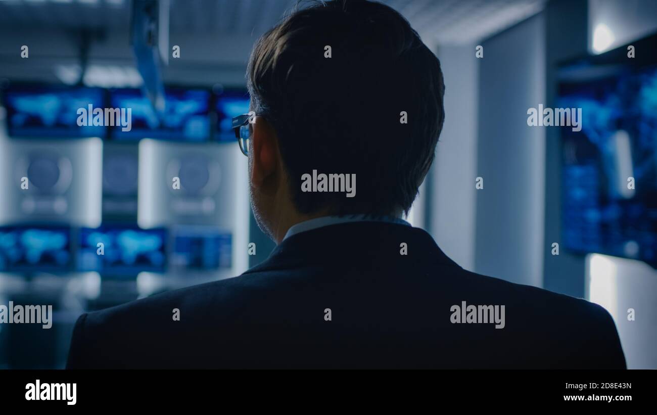 Back View Shot of the Government Official Politician Newsroom Reporter ...