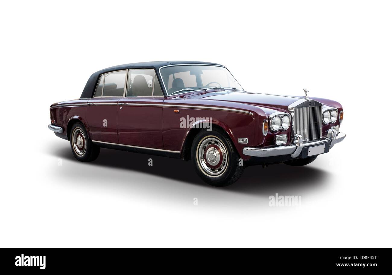 Classic British premium car side view isolated on white Stock Photo - Alamy