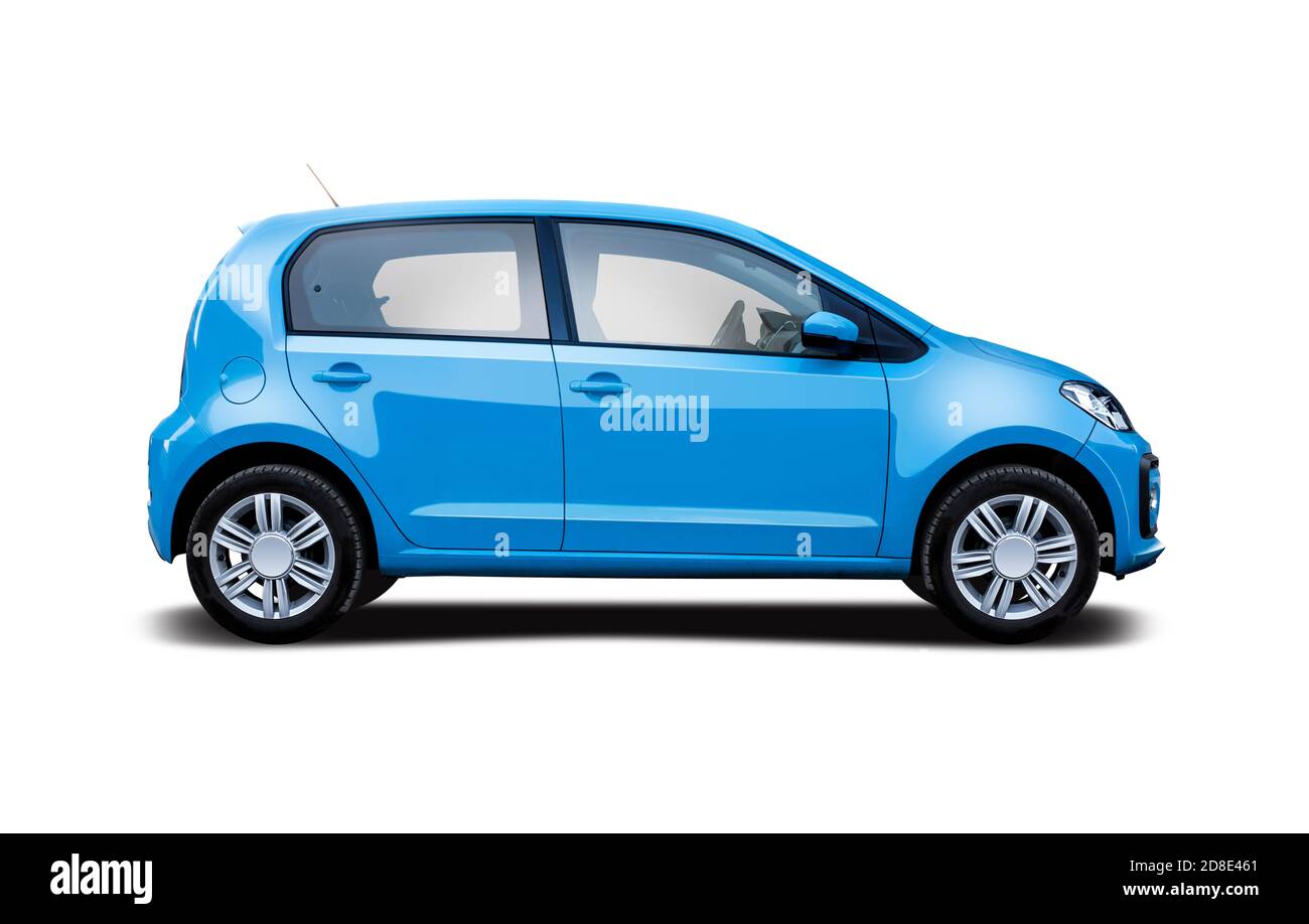 Small hatchback city car side view isolated on white Stock Photo - Alamy
