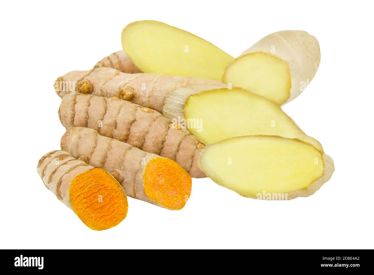 Curcuma and ginger roots isolated against white background Stock Photo ...