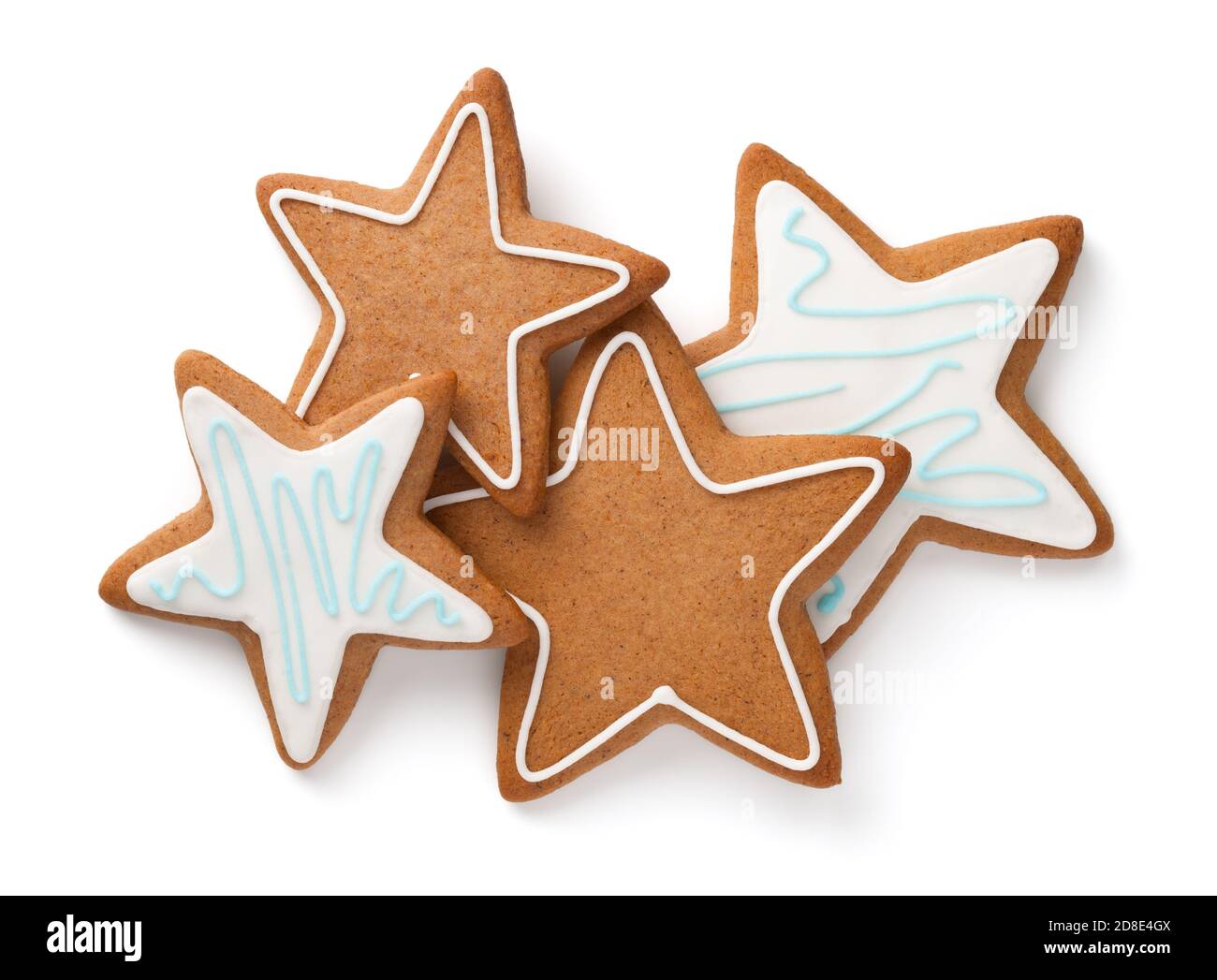 Gingerbread stars composition isolated on white background. Top view ...