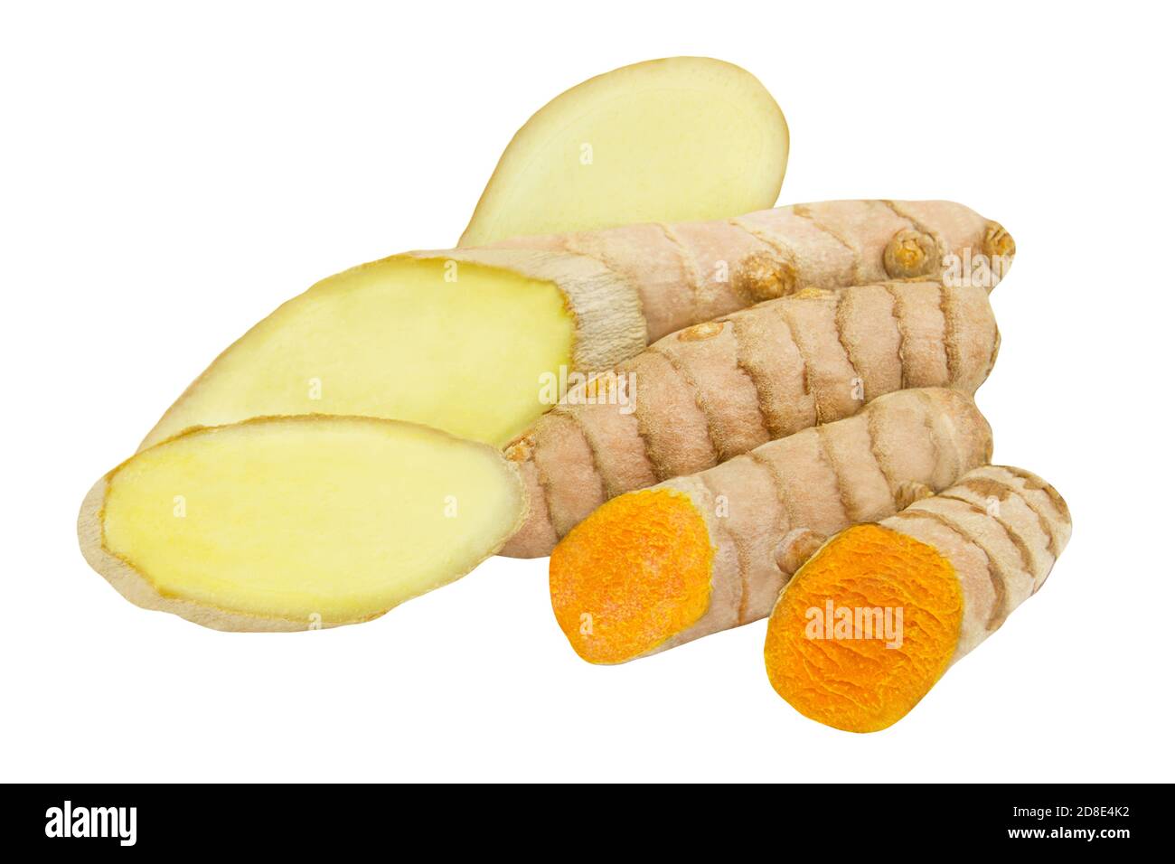 Curcuma and ginger roots isolated against white background Stock Photo ...