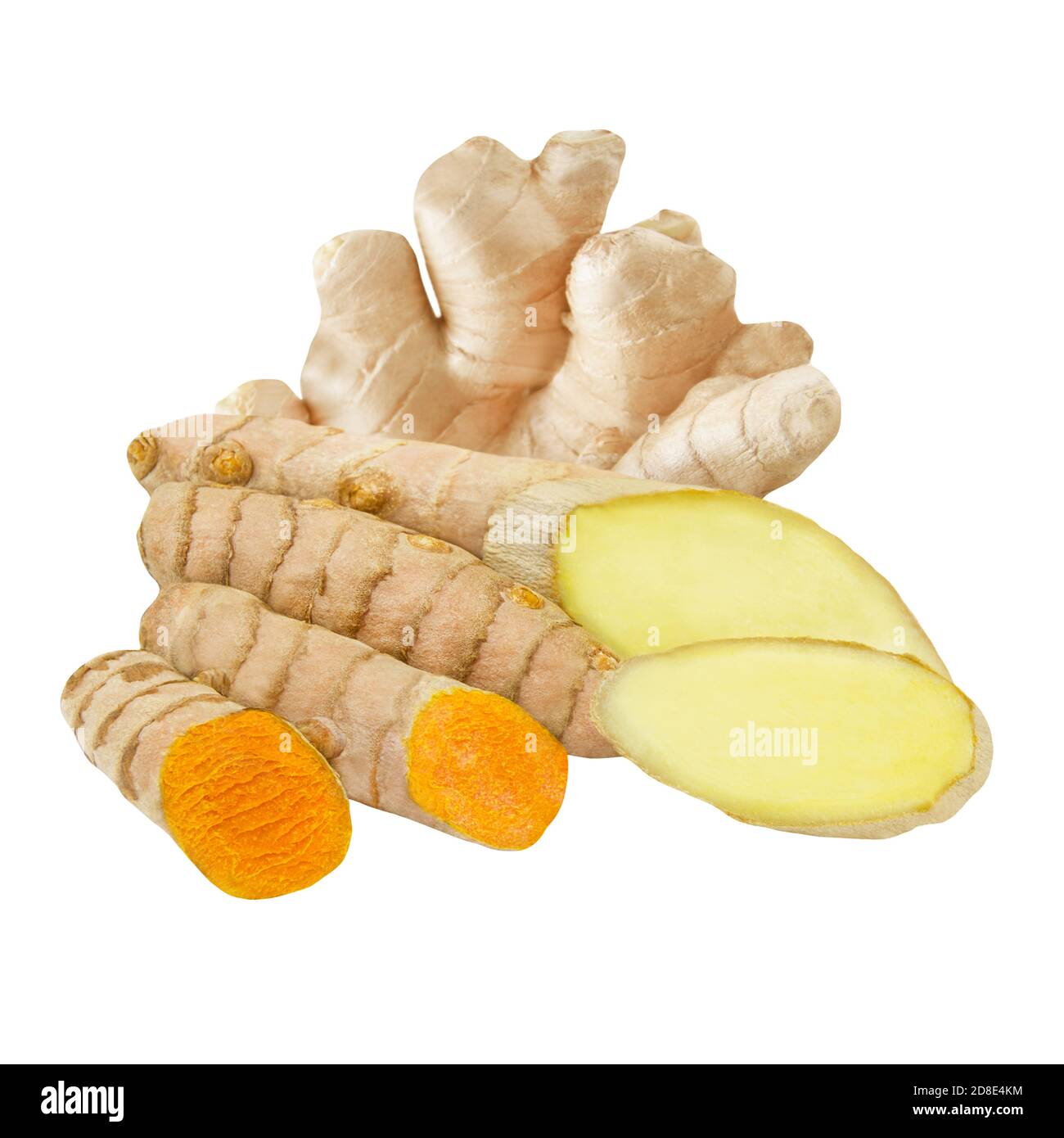 Curcuma and ginger roots isolated against white background Stock Photo ...