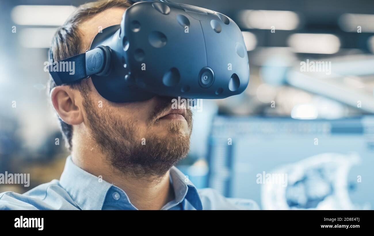 Portrait Shot of the Industrial Engineer Wearing Virtual Reality ...