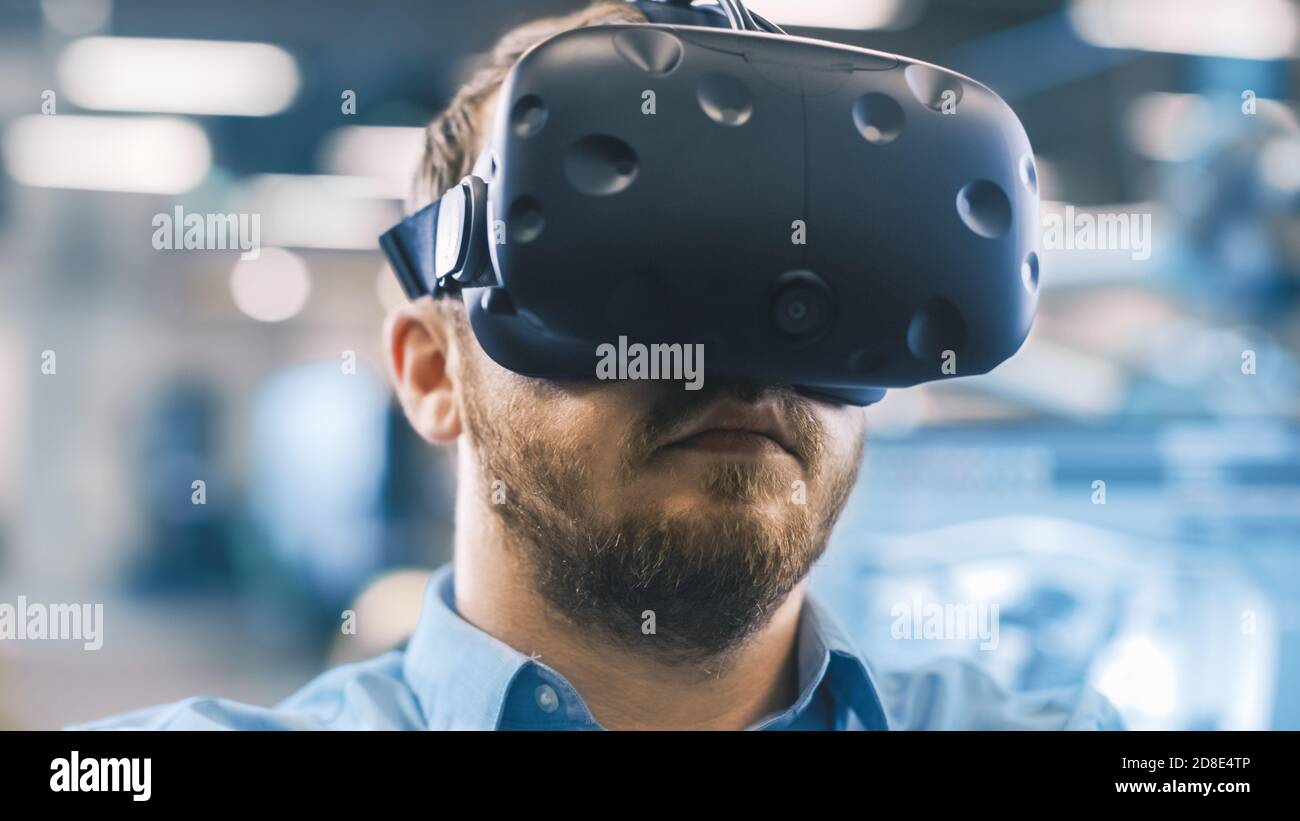 Portrait Shot of the Industrial Engineer Wearing Virtual Reality ...