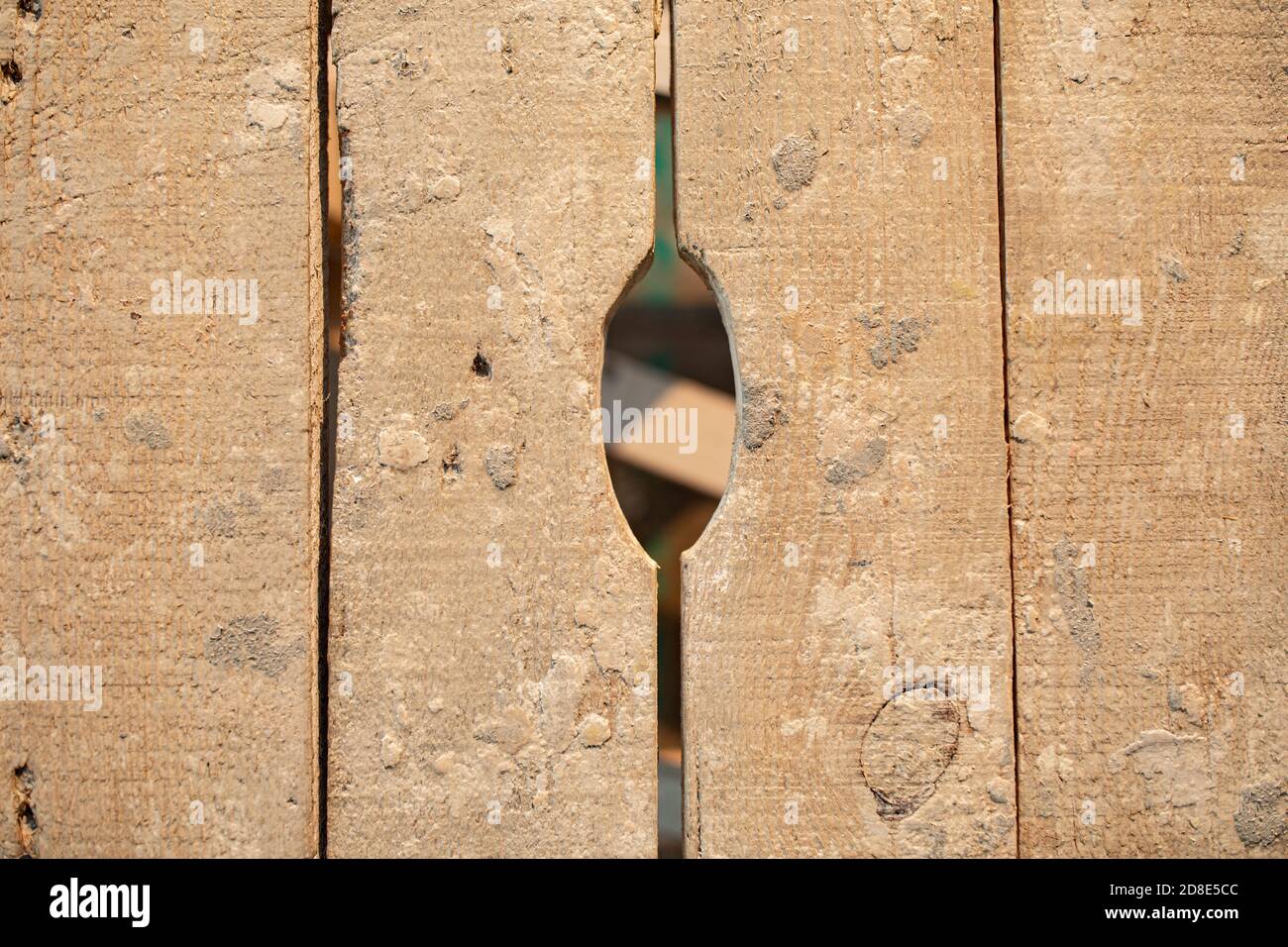 wood texture, wooden board with a hole to pry Stock Photo - Alamy