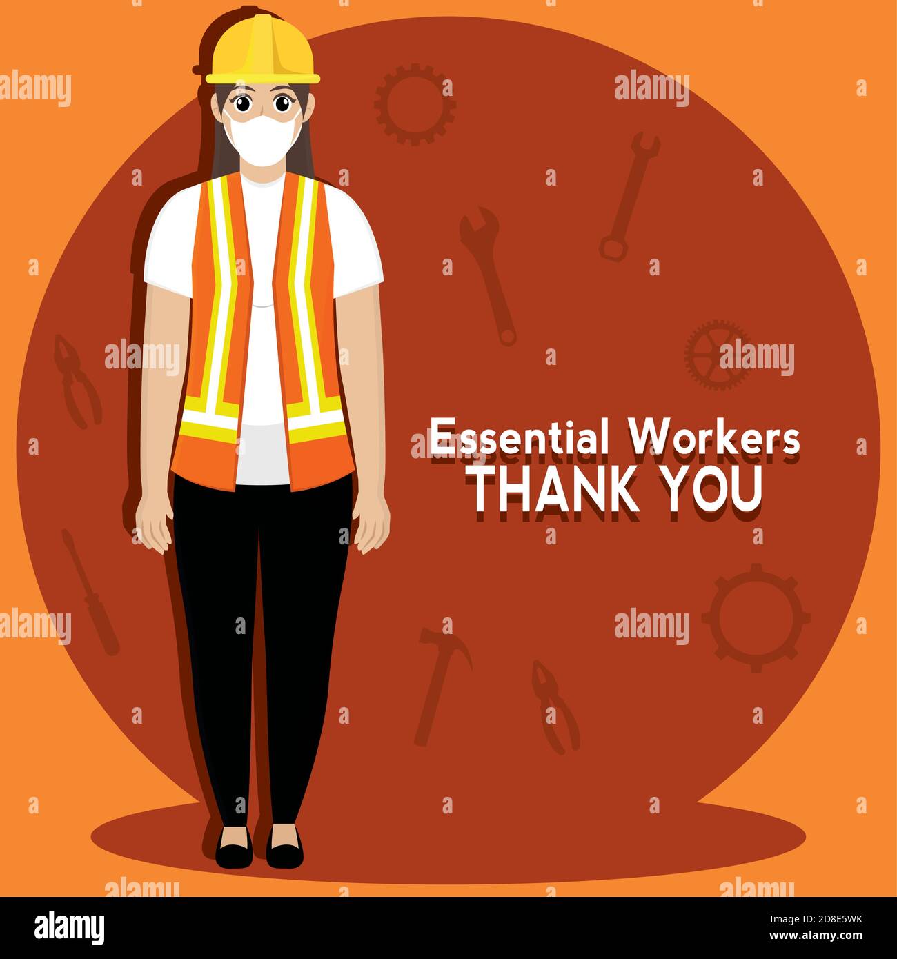 Laborer picture thank you essentials workers orange- Vector Stock ...