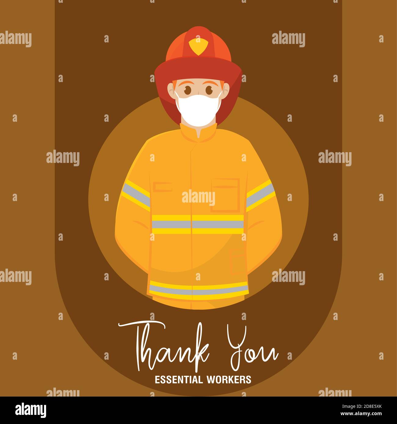 Fireman banner yellow thank you essentials workers- Vector Stock Vector ...