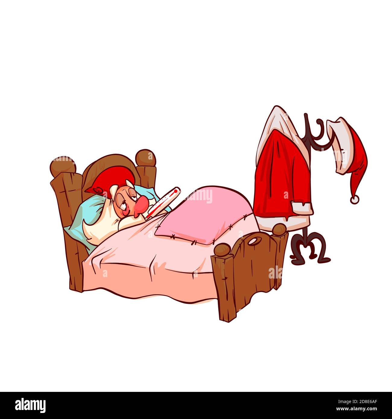 Colorful vector illustration of a sick Santa Claus Stock Vector Image ...