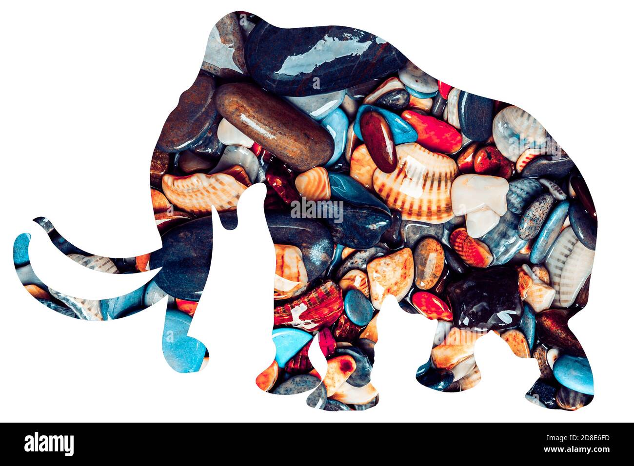 elephant silhouette with stone texture isolated on white background ...