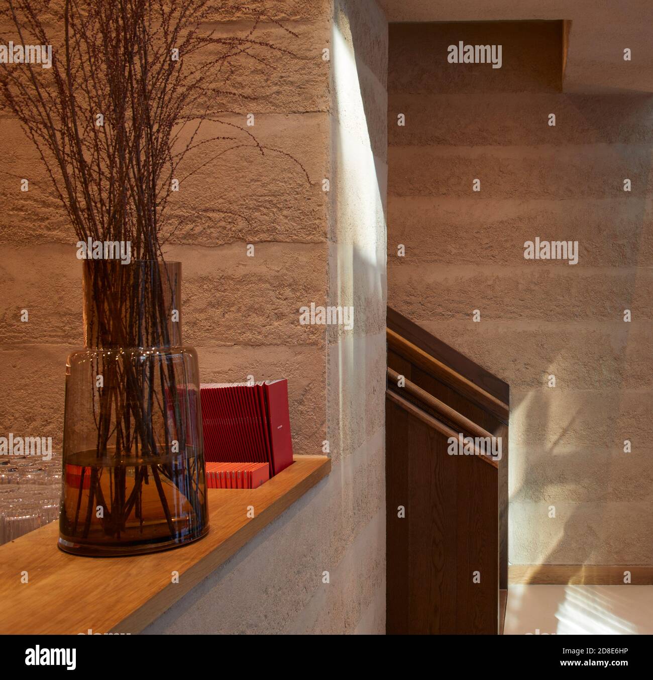 Japanese inspired Restaurant interior with organic clay walls. General ...