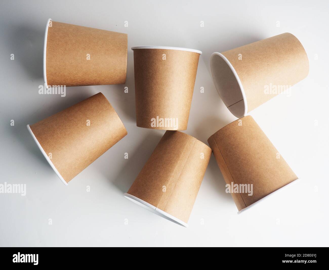 a few empty paper cups. Zero waste concept, paper tableware. Paper cup ...