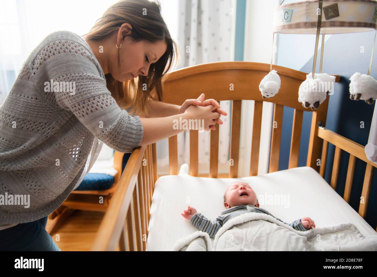 Mum with newborn baby boy stressed hi-res stock photography and images ...