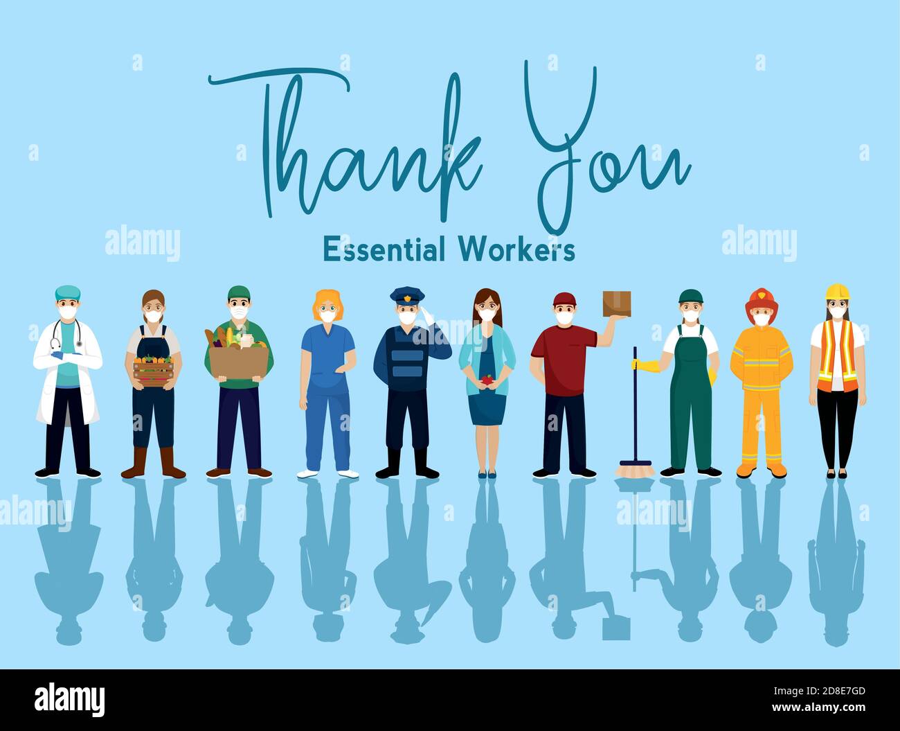 Team essential workers thank you banner blue- Vector Stock Vector Image ...