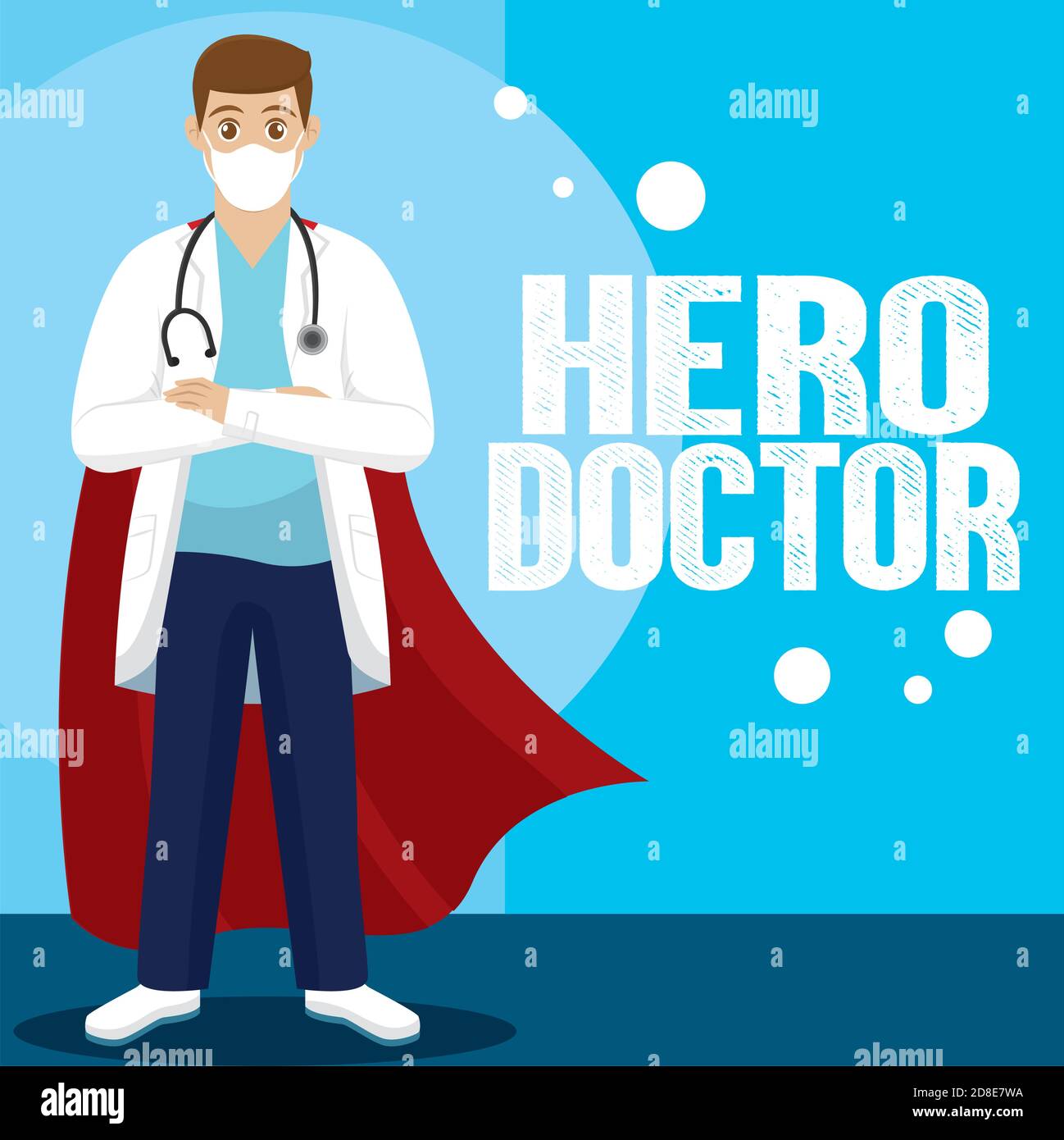 Man Medical Doctor hero with cape blue - Vector Stock Vector Image ...