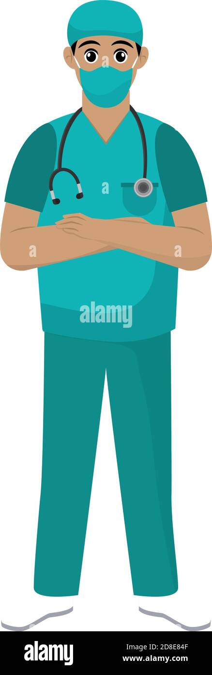 Isolated Man Surgeon hero doctor white icon - Vector Stock Vector Image ...