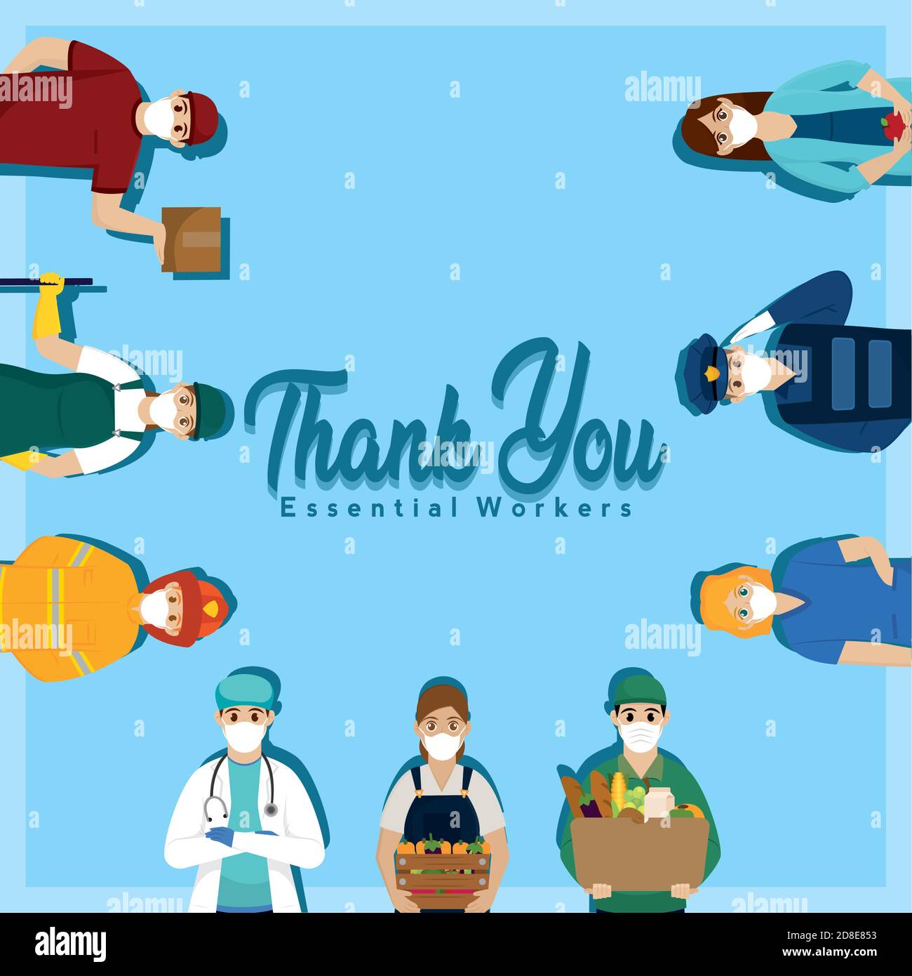 Thank you essential workers Stock Vector Images - Alamy