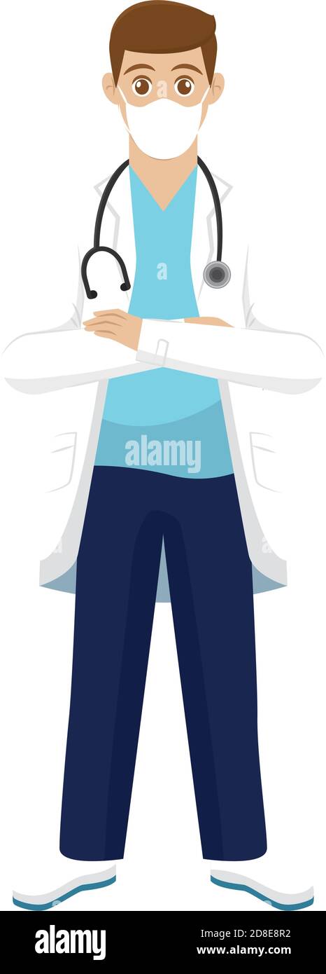 Isolated Man Medical Doctor hero white icon - Vector Stock Vector Image ...