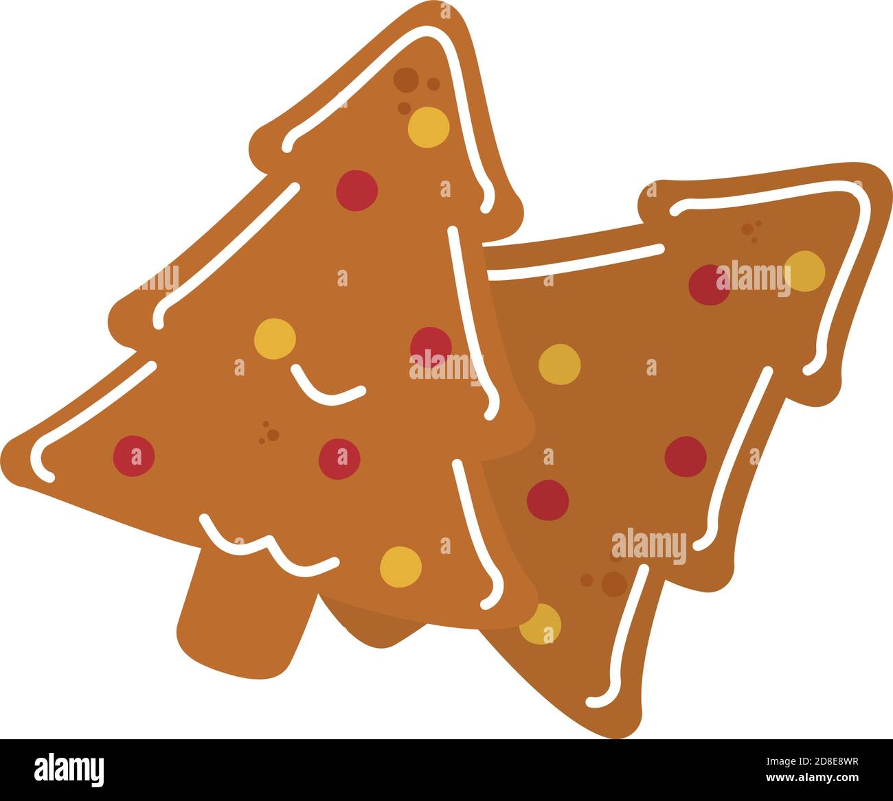 christmas trees cookies icon over white background, handrawn style ...