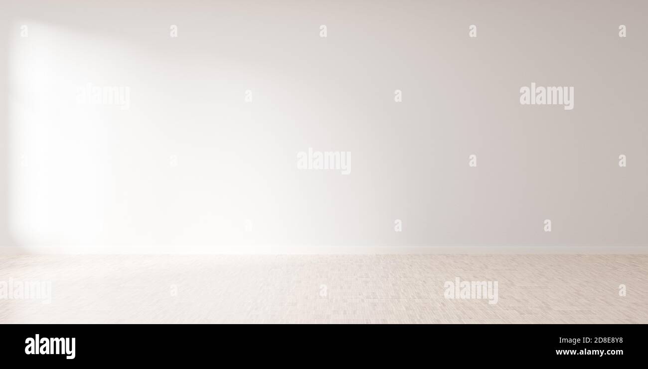 Empty room with blank black wall with soft window shadow and hardwood ...