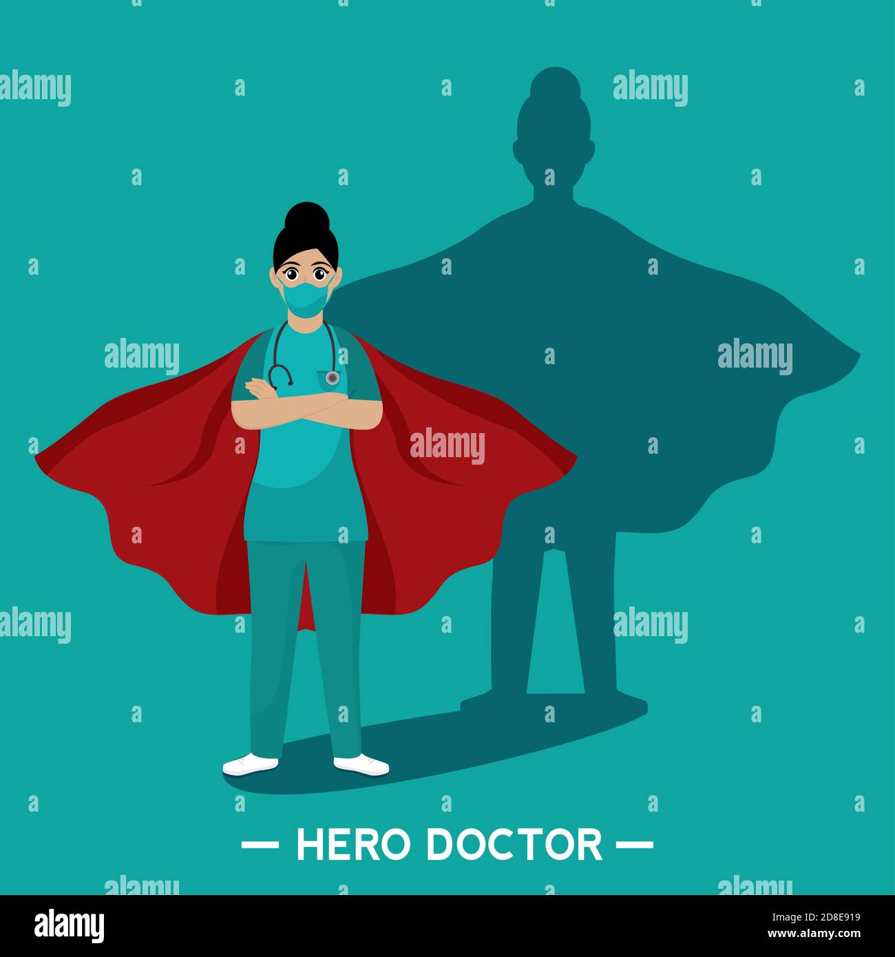 Surgeon Medical doctor heroe green with cape poster - Vector Stock ...