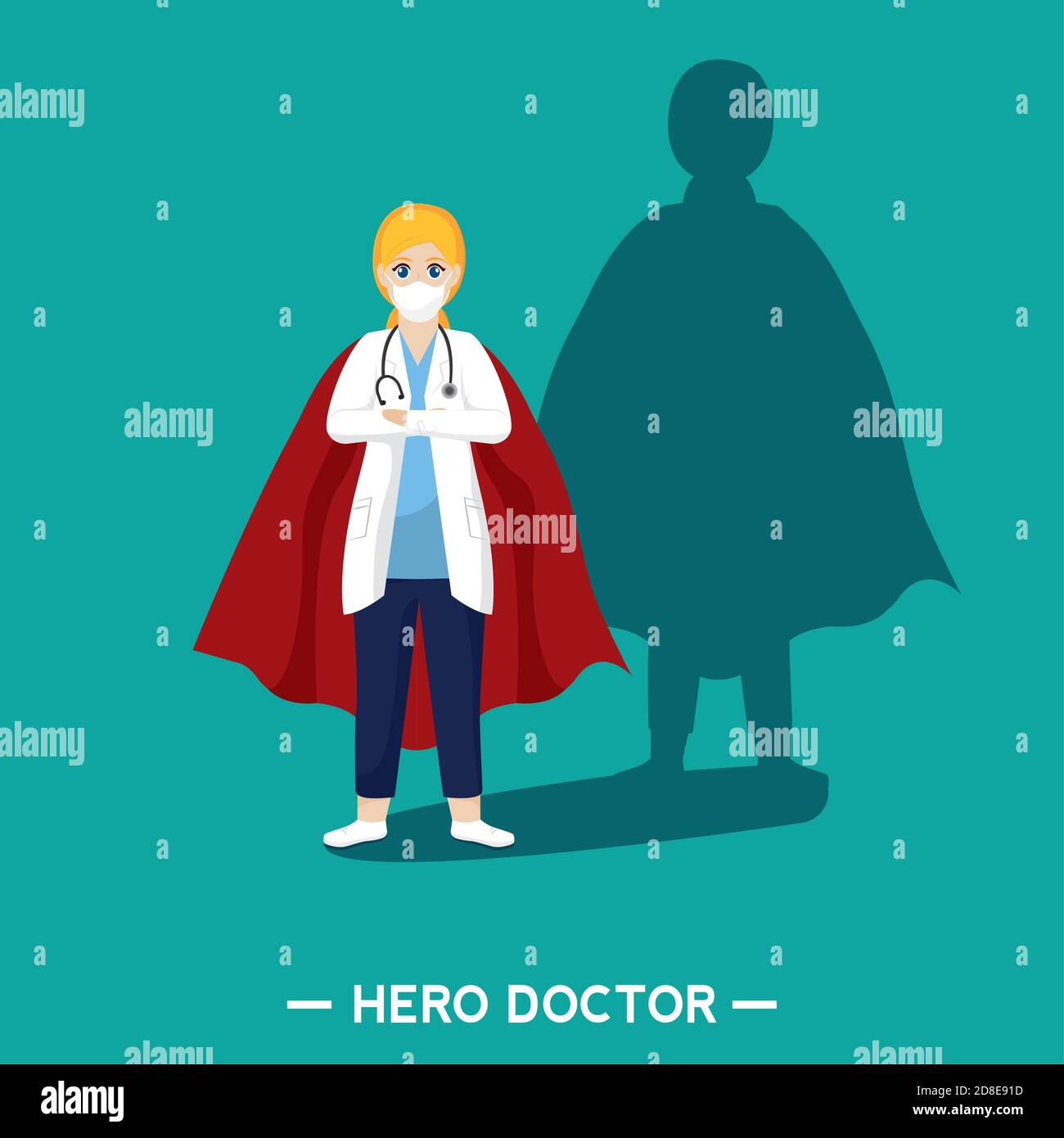 Medical doctor heroe green with cape poster - Vector Stock Vector Image ...