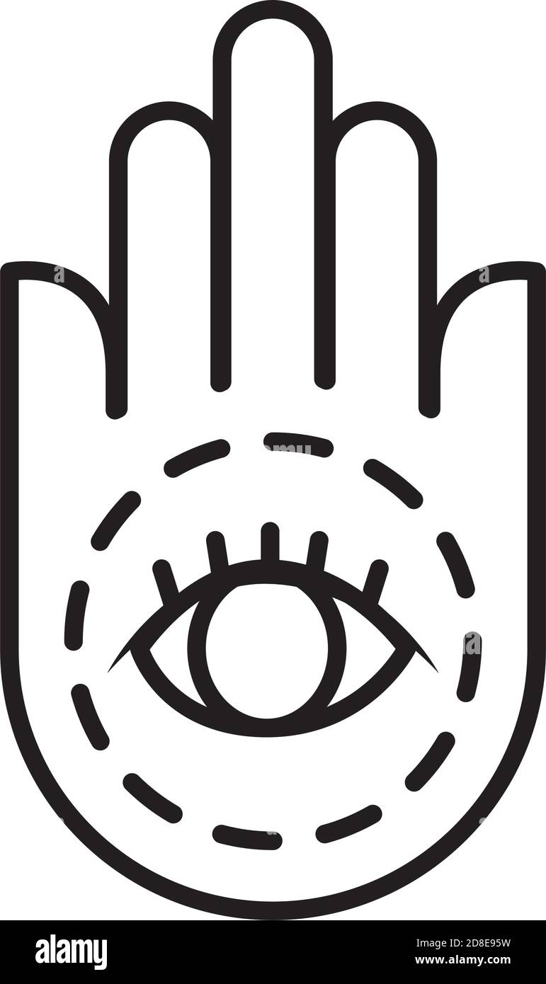 hamsa hand icon over white background, line style, vector illustration ...