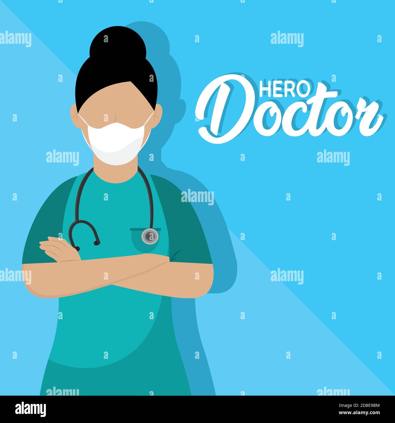 Woman surgeon medical hero doctor blue picture- Vector Stock Vector ...