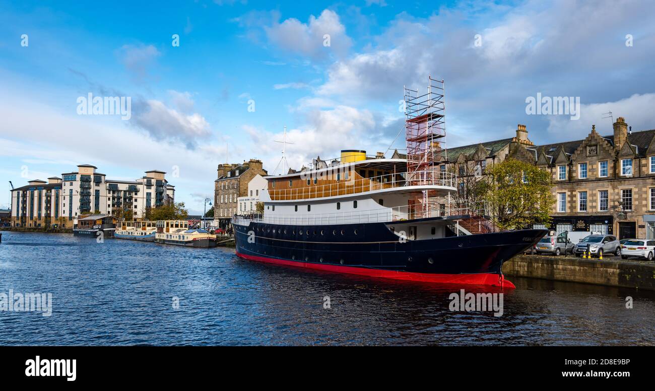 Ocean Mist, floating ship hotel on Water of Leith under conversion, The ...