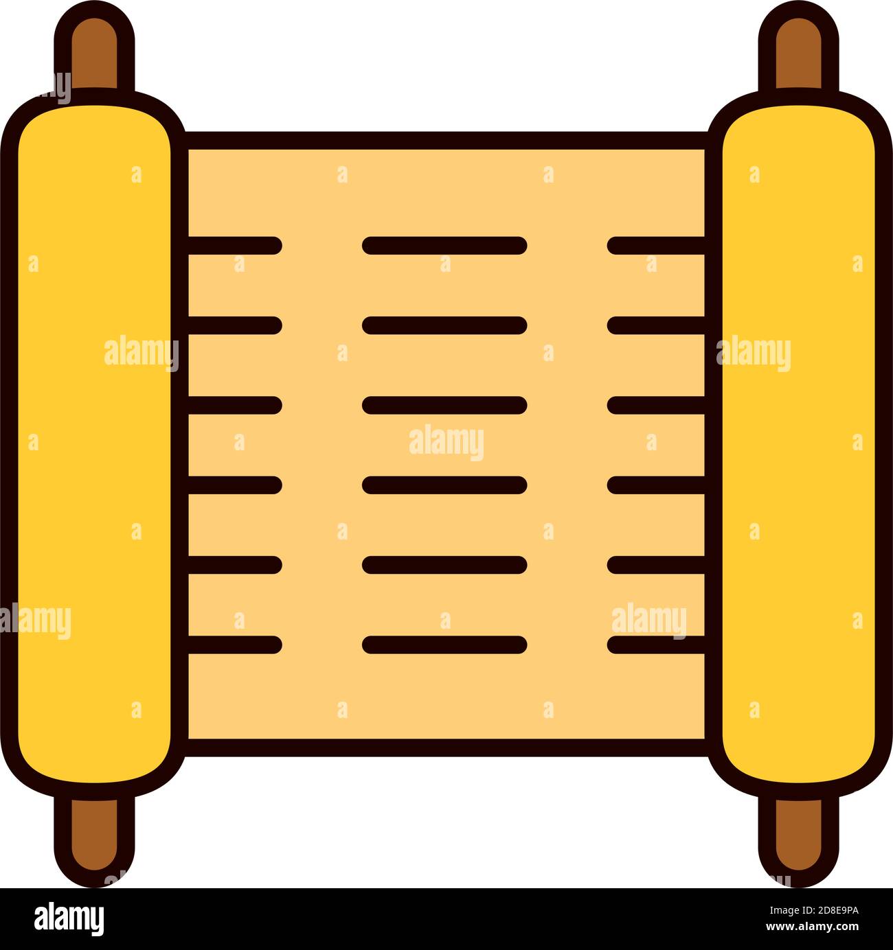 torah parchment paper scroll icon over white background, line and fill ...