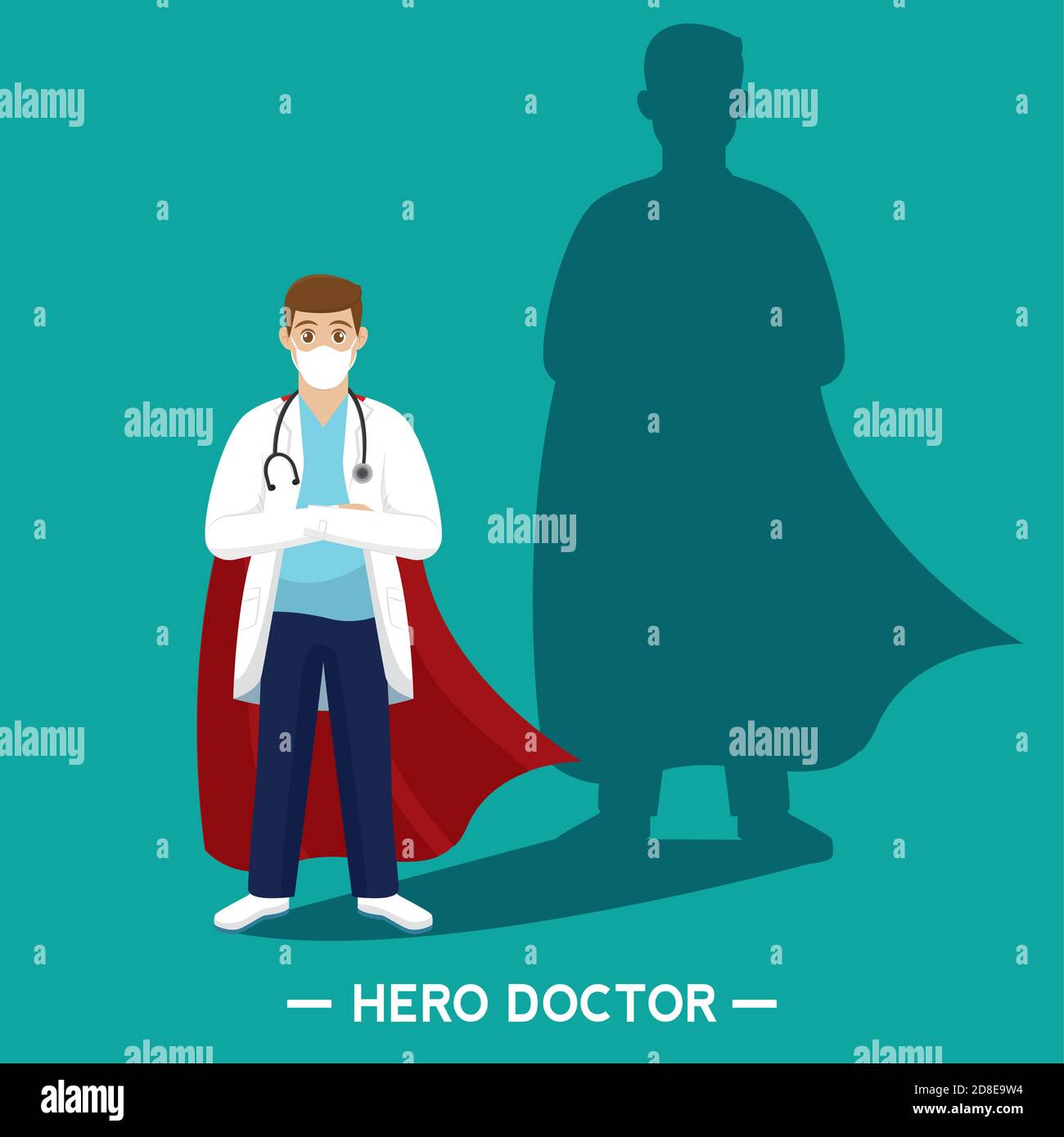 Medical doctor heroe green with cape poster - Vector Stock Vector Image ...
