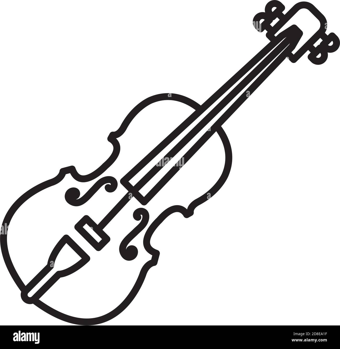 fiddle instrument icon over white background, line style, vector ...