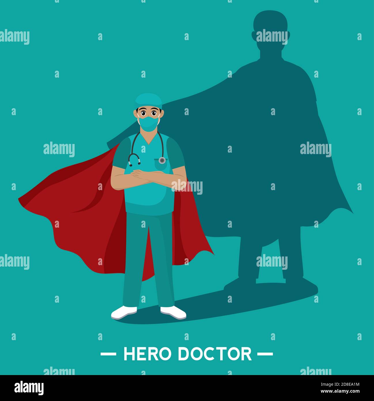 Surgeon Medical doctor heroe green with cape poster - Vector Stock ...