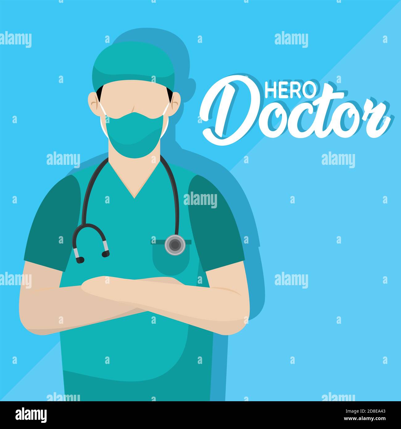 Man surgeon medical hero doctor blue picture- Vector Stock Vector Image ...