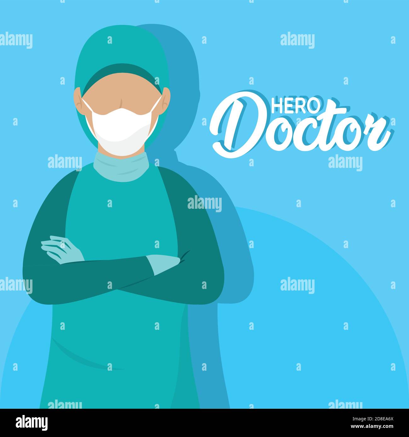 Caucasian medical hero doctor blue picture- Vector Stock Vector Image ...