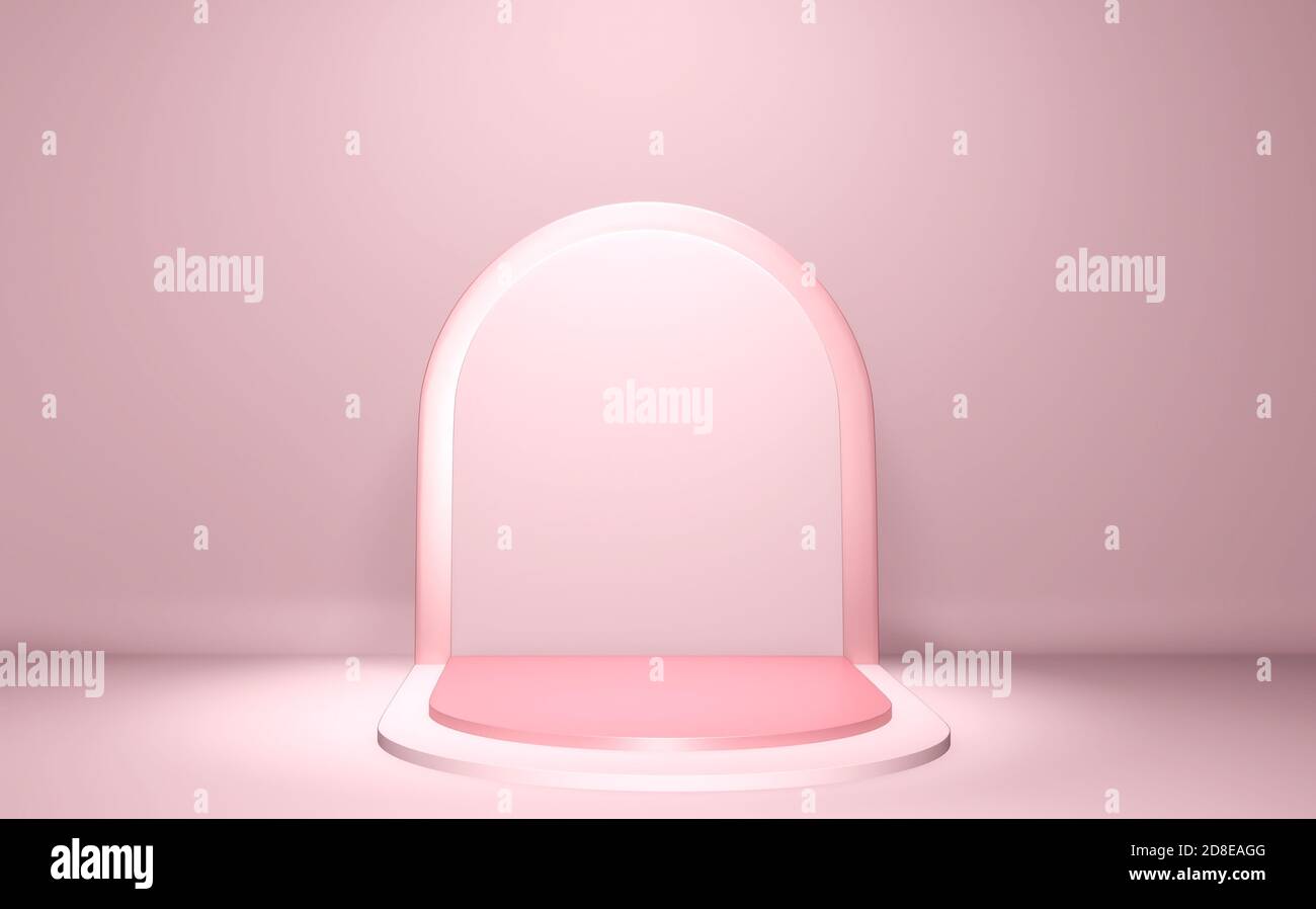 Pink podium show in pink color background japanese style.3D rendering ...