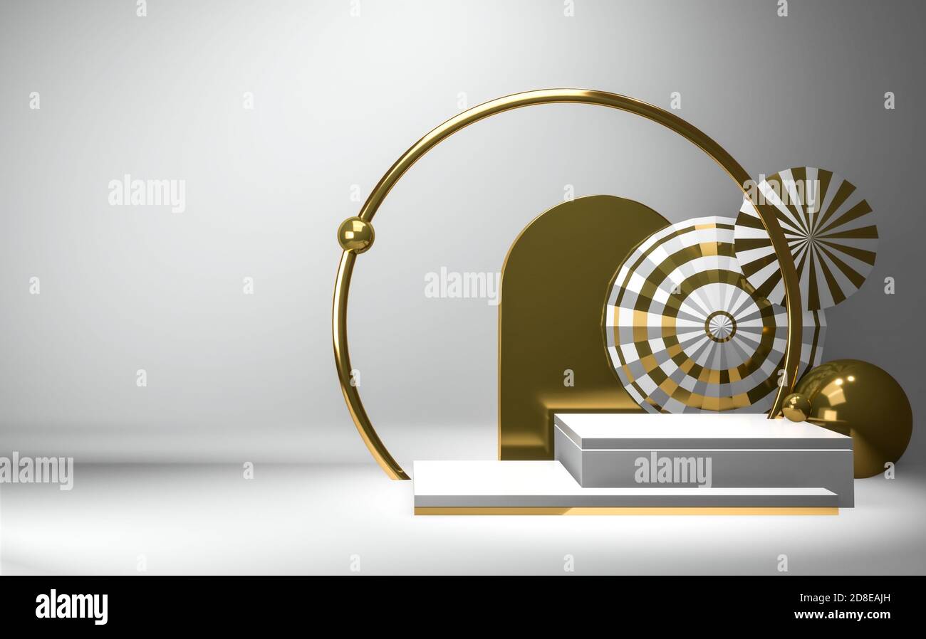 Abstract podium show cosmetic product geometric form podium in white ...