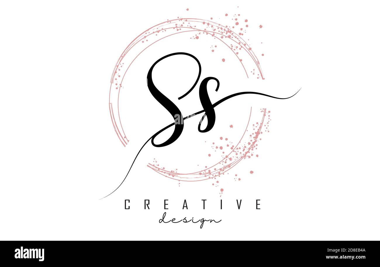 Handwritten SS S S letter logo with sparkling circles with pink glitter ...