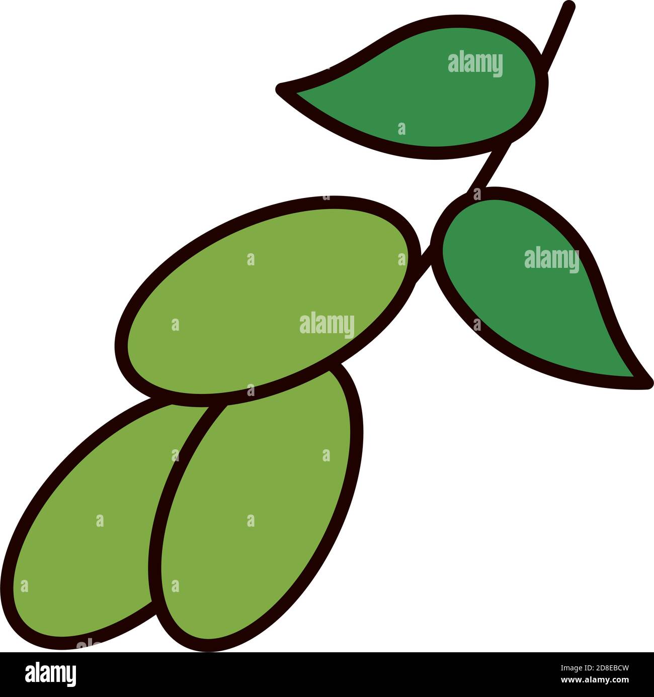 olive branch icon over white background, line and fill style, vector ...