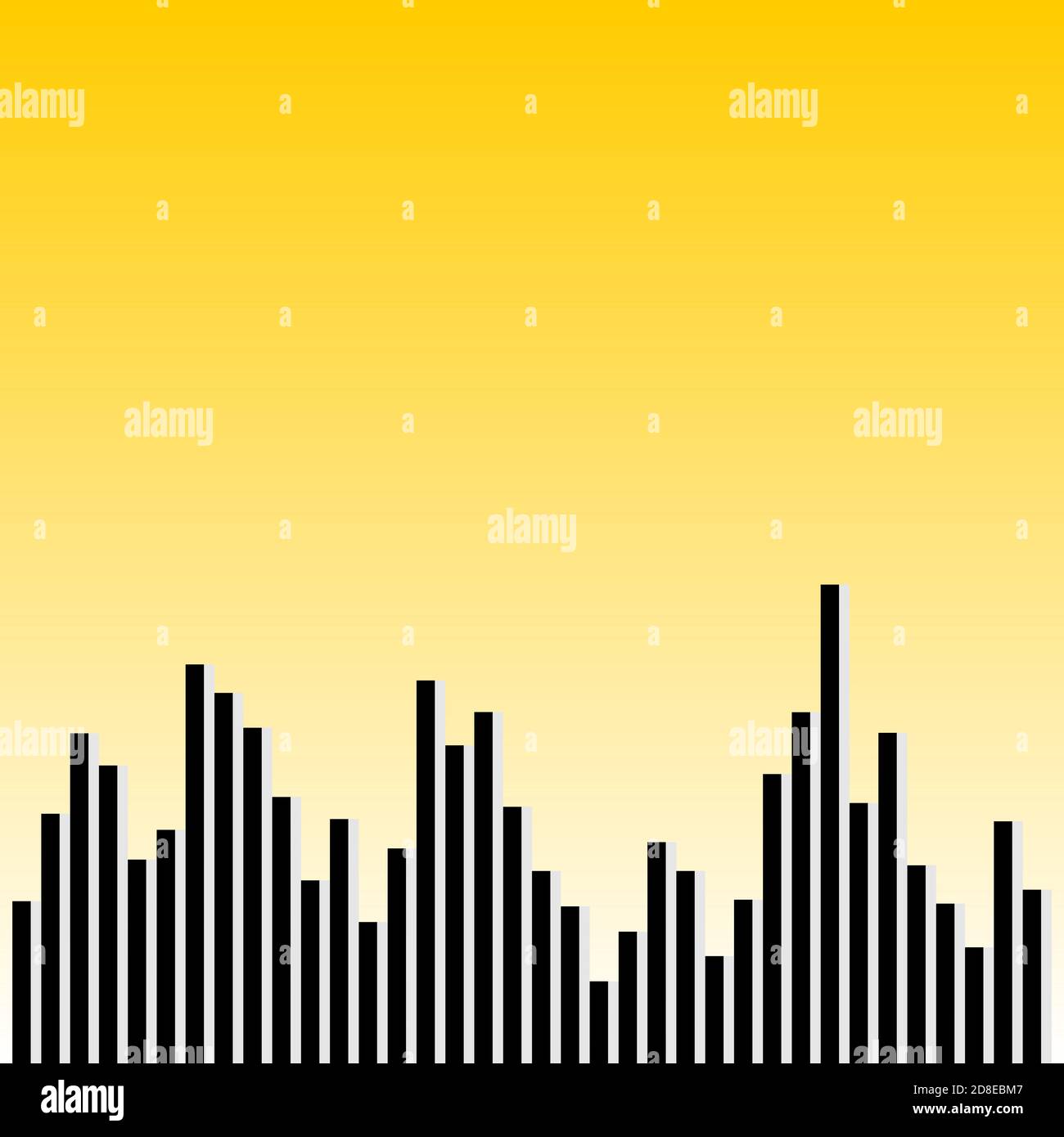 Black vertical lines on the yellow backdrop. Black and yellow soundwave ...