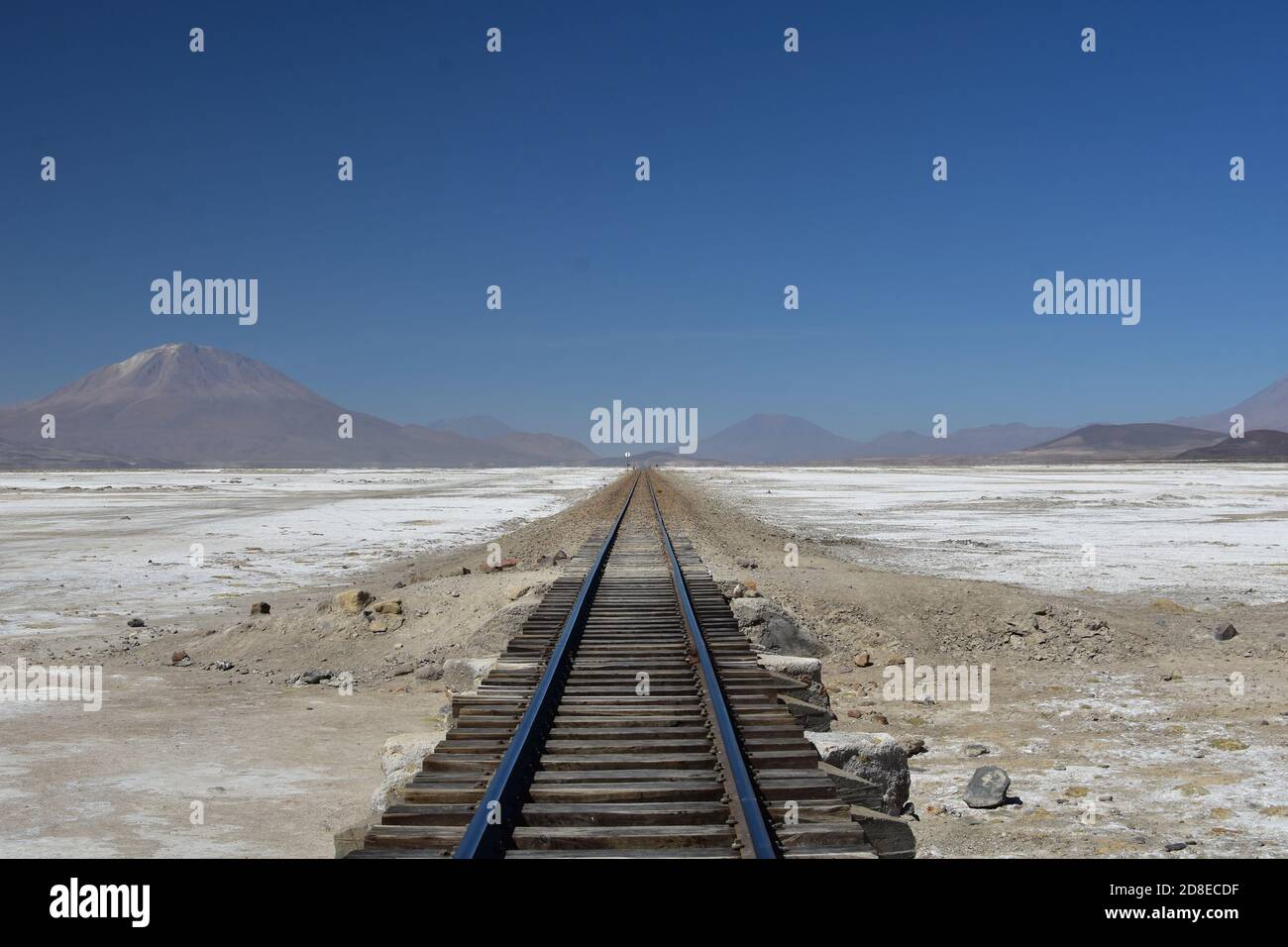 Train tracks, Uyuno Salt Flats, Bolivia Stock Photo - Alamy