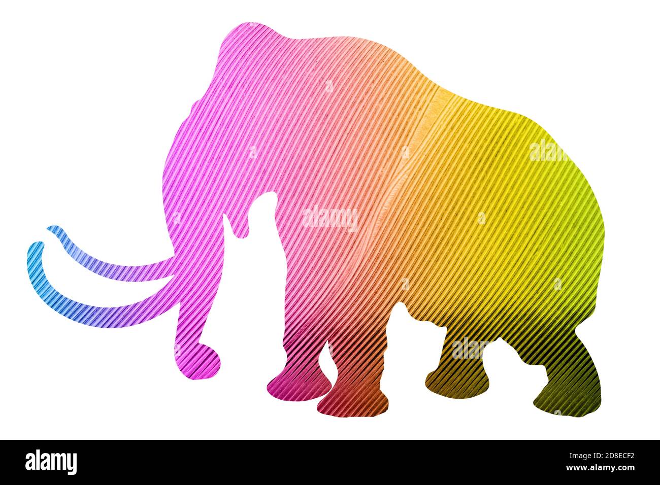 elephant silhouette with feather texture isolated on white background ...