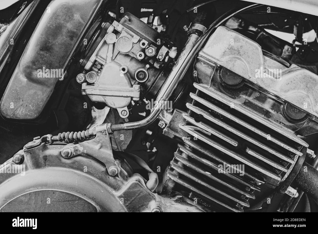 Motorcycle engine detail Black and White Stock Photos & Images - Alamy