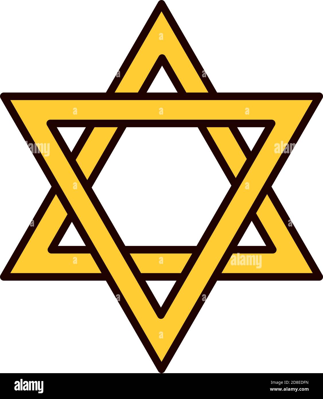star of david icon over white background, line and fill style, vector ...