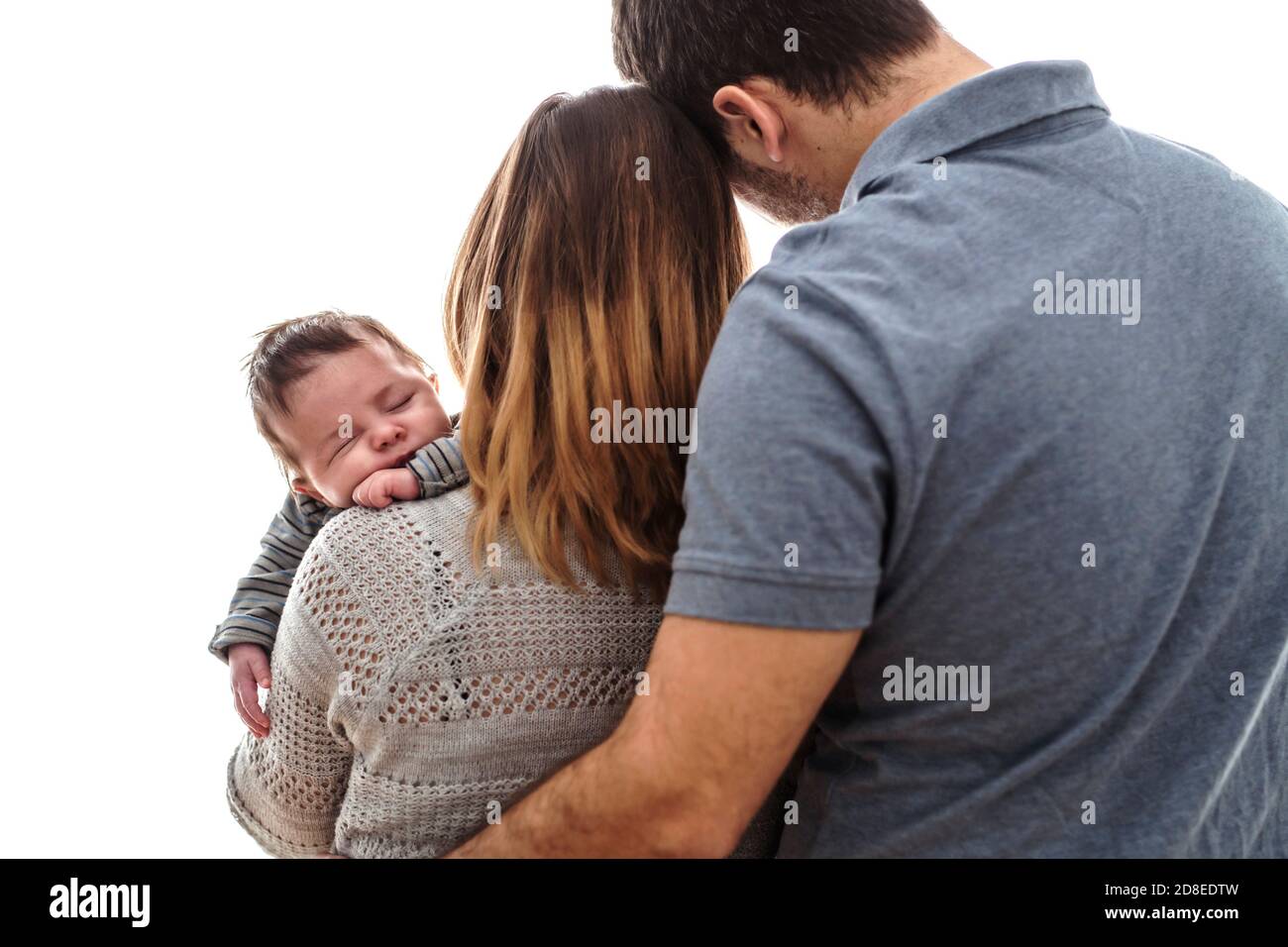 newborn baby in a tender of parents at the window Stock Photo - Alamy