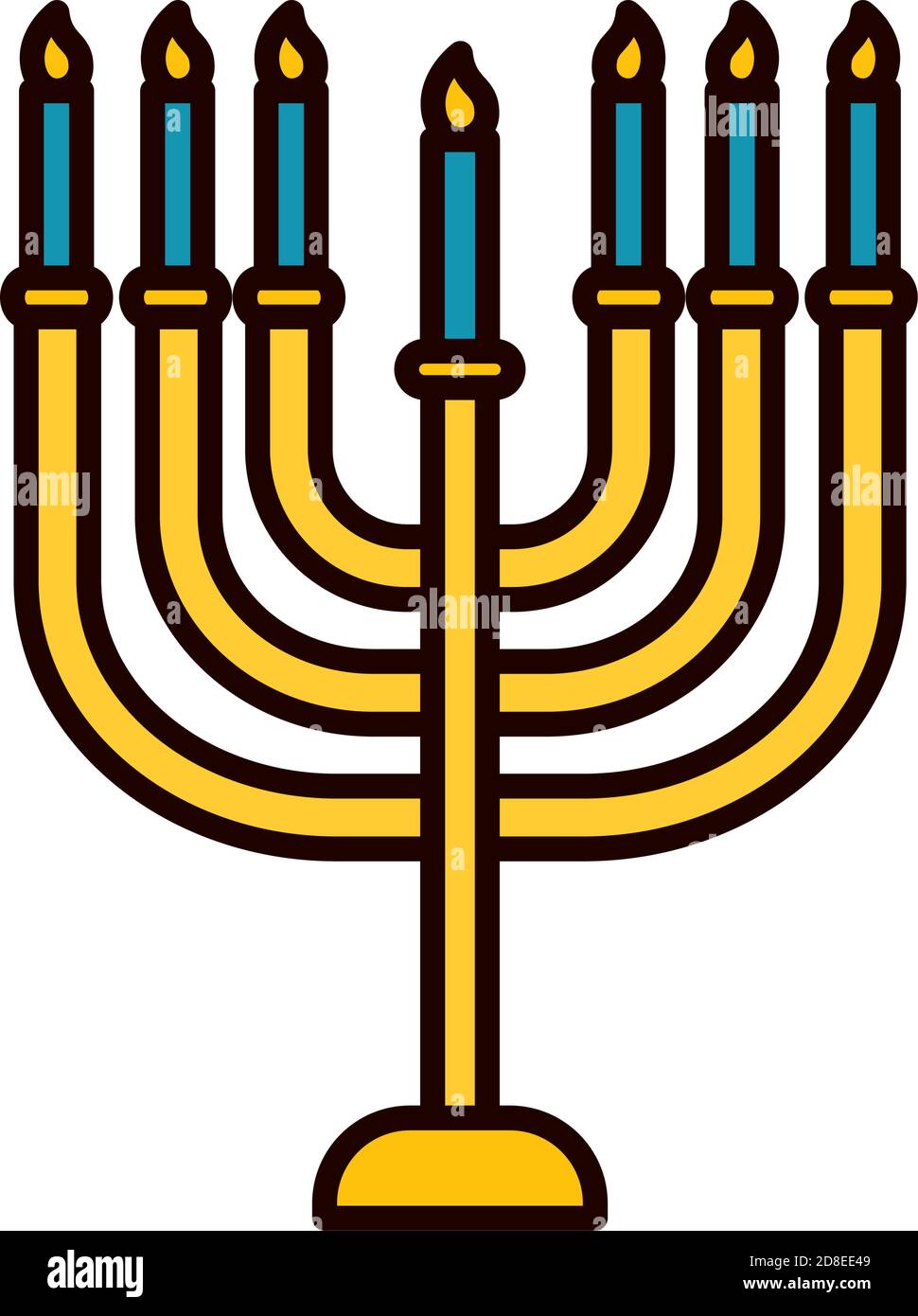 jewish menorah icon over white background, line and fill style, vector ...