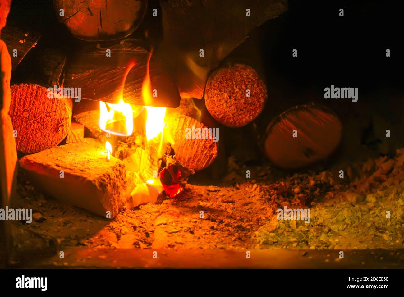 Burning fire in a fireplace Stock Photo - Alamy