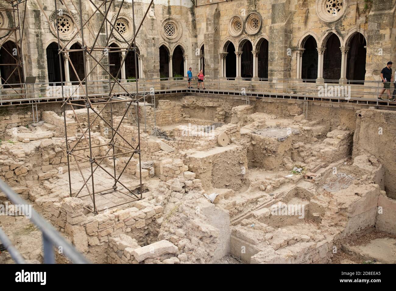 Roman ruins beneath Lisbon Cathedral in Lisbon, Portugal, Europe Stock ...
