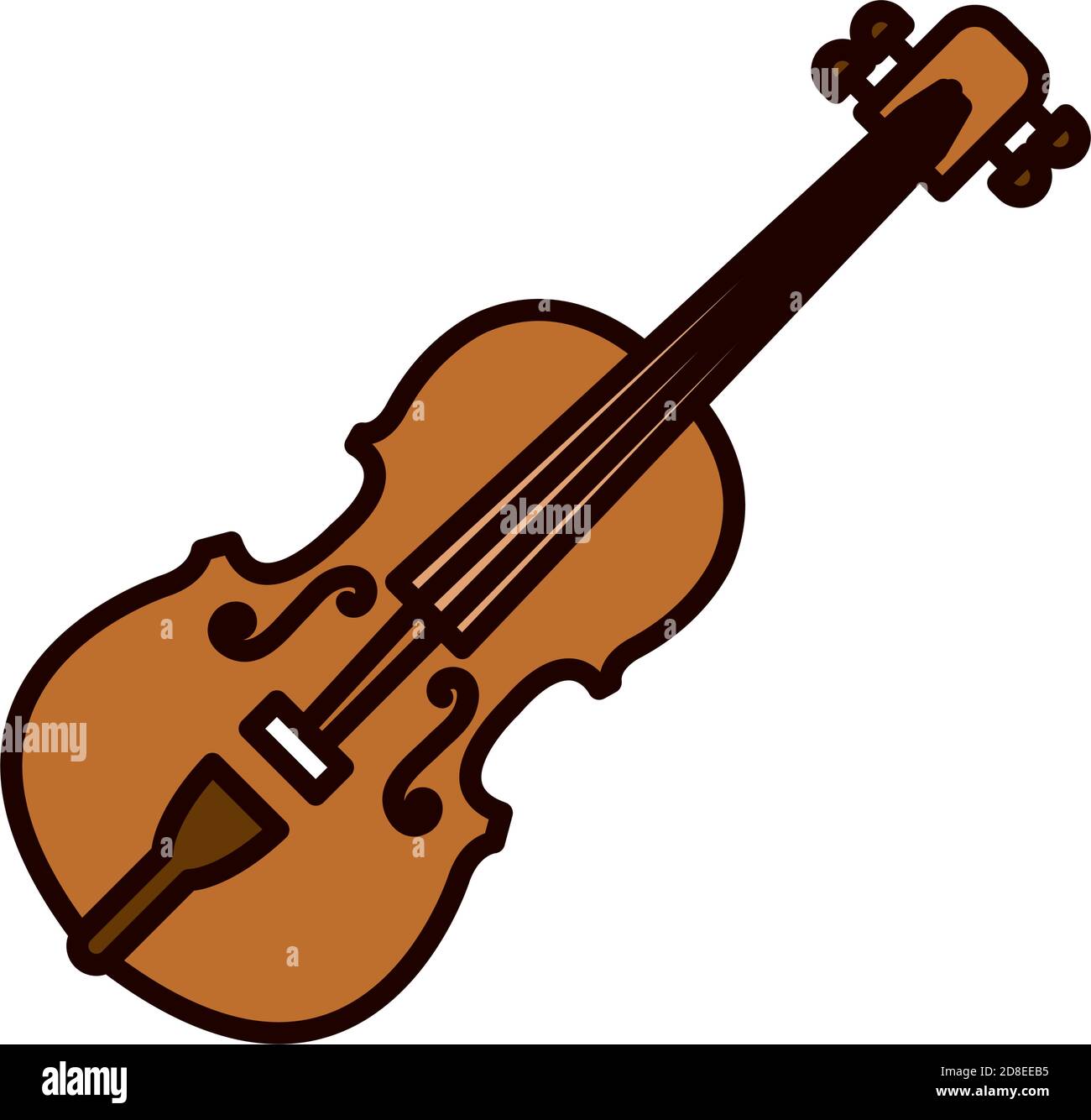 fiddle instrument icon over white background, line and fill style ...