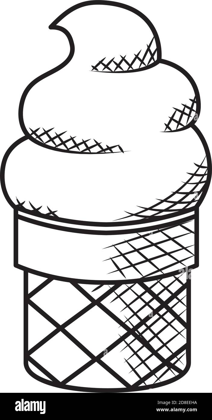 food concept, soft serve icon over white background, hand draw style ...